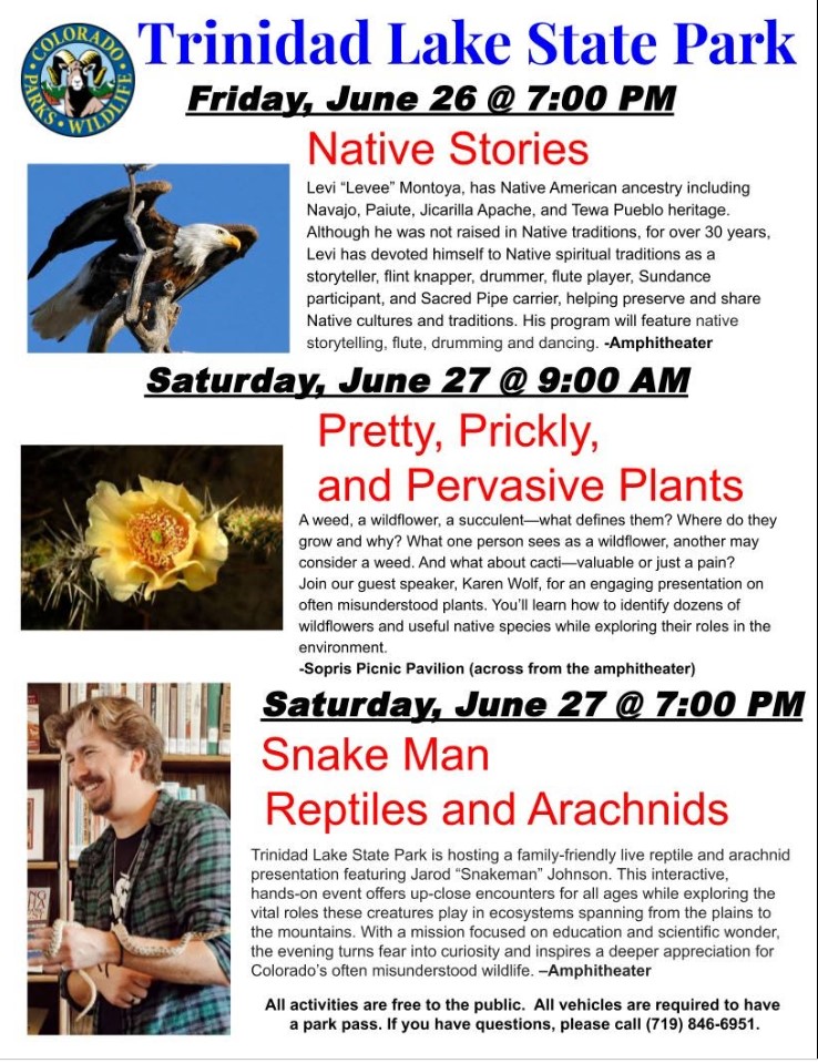 Trinidad Lake State Park Snake Man Reptiles and Arachnids – KRTN ...